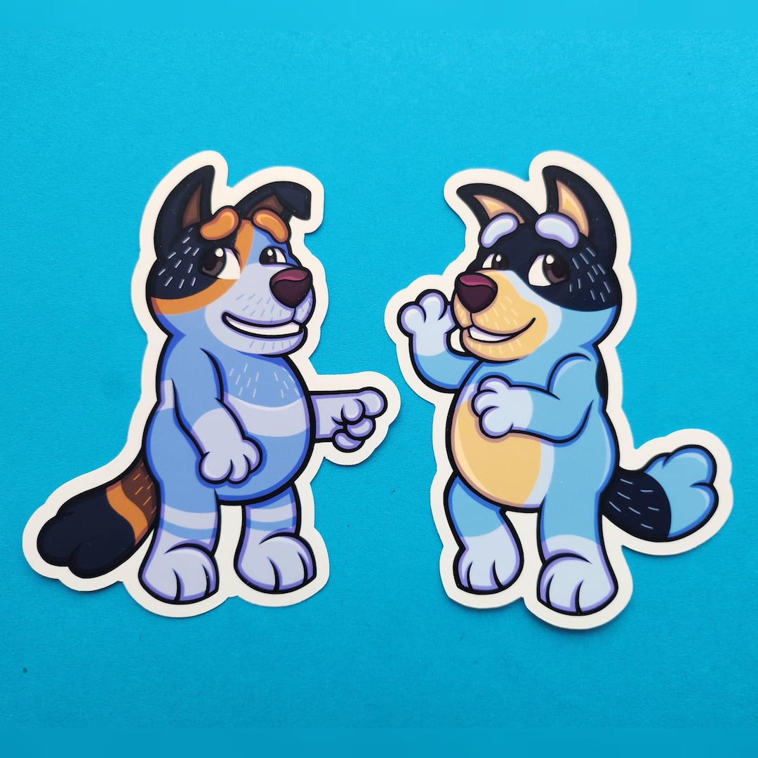 Bluey Dad Bandit and Uncle Stripe Heeler Dog Stickers - Etsy