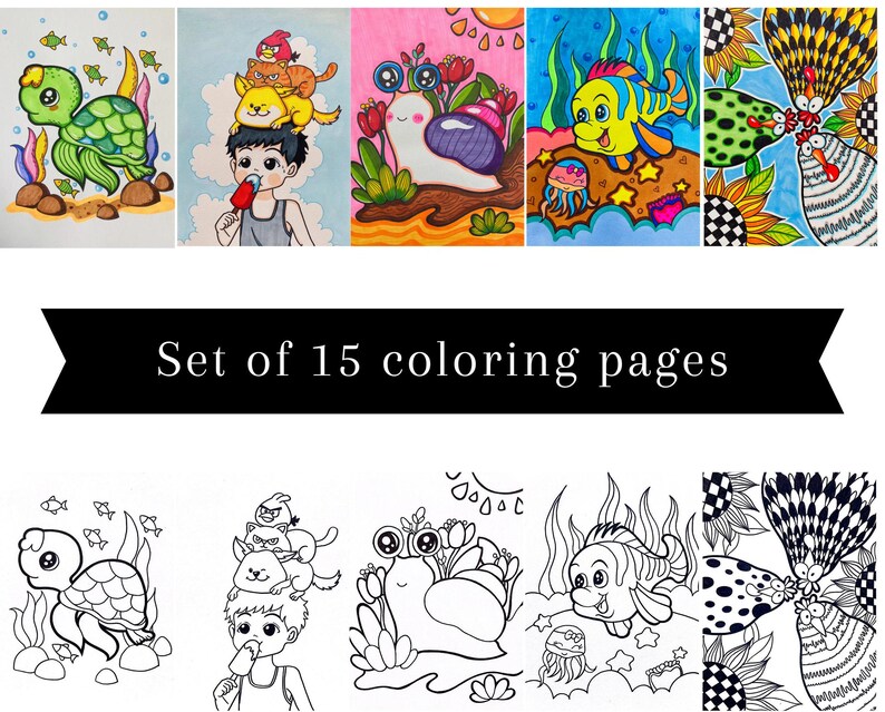 Printable Colouring Pages, Instant Download, 15 X Fun Themed ...