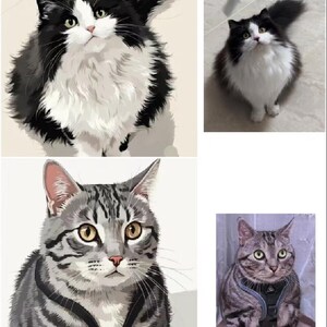 Custom Cat Dog Portrait, Cat Dog Lover Gift, Cat Dog Memorial, Digital ...