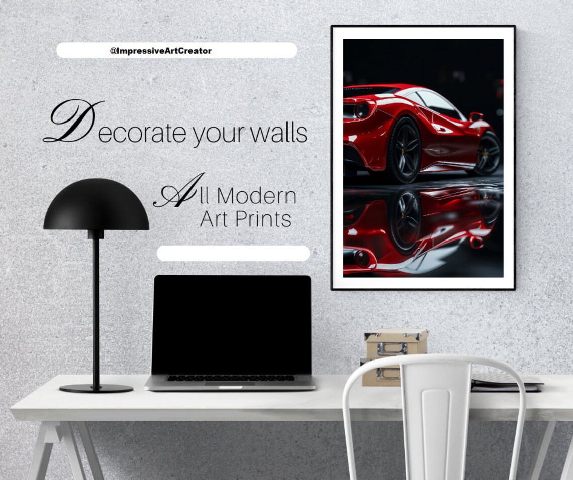 Set of 6 Car Posters Automotive Home Wall Art Decorative Prints Digital ...