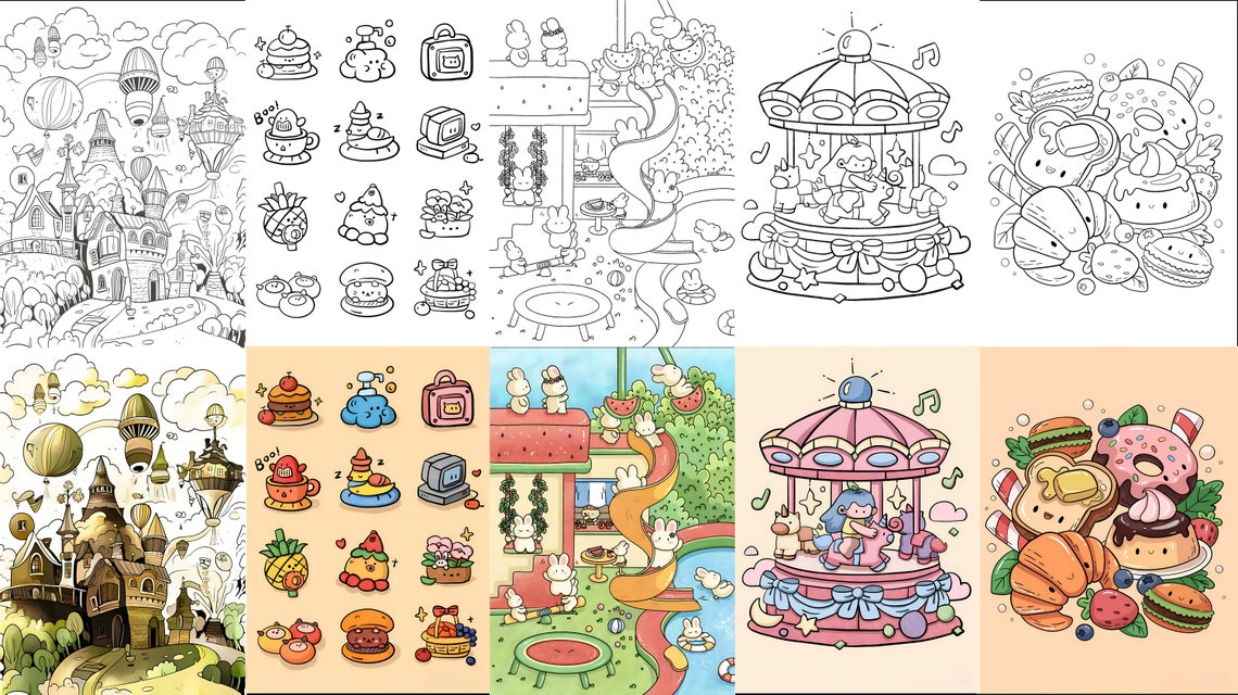 Printable Colouring Pages, Instant Download, 10 X Fun Themed ...