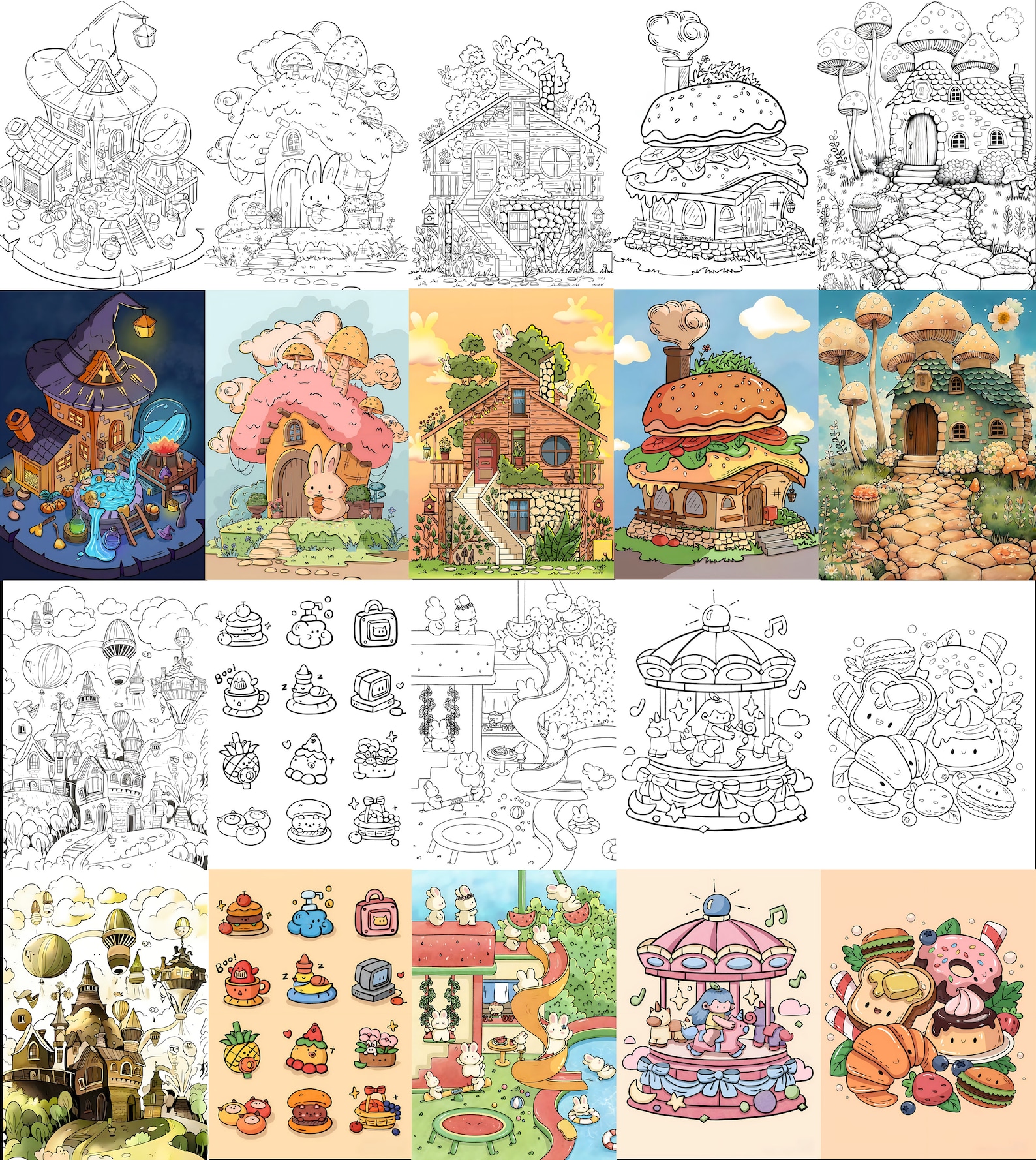 Printable Colouring Pages, Instant Download, 10 X Fun Themed ...