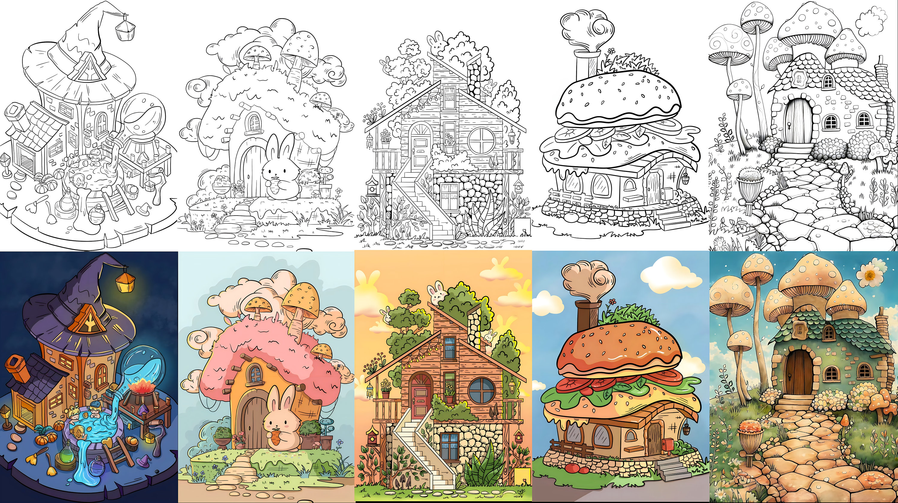 Printable Colouring Pages, Instant Download, 10 X Fun Themed ...