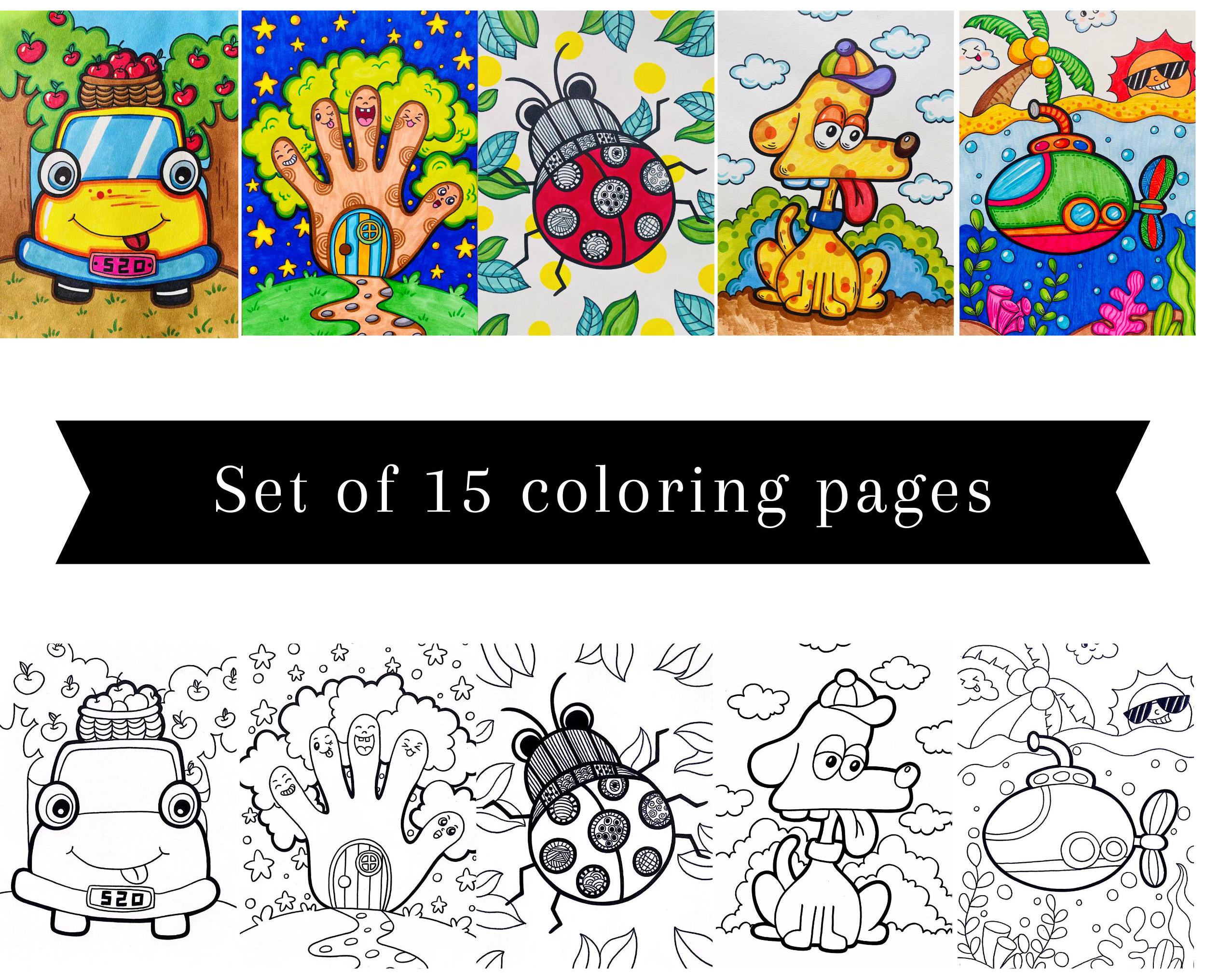 Printable Colouring Pages, Instant Download, 15 X Fun Themed ...