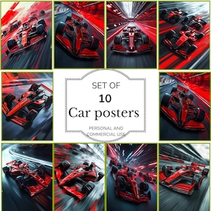 Set of 10 Car Posters Automotive Home Wall Art Decorative Prints ...
