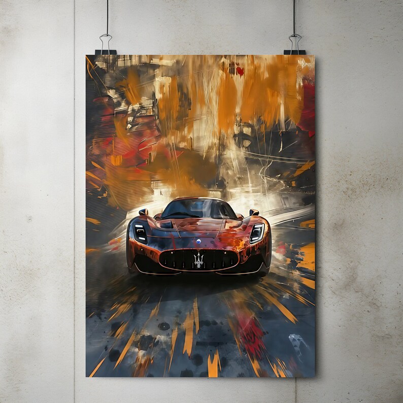 Set of 9 Car Posters Automotive Home Wall Art Decorative Prints Digital ...