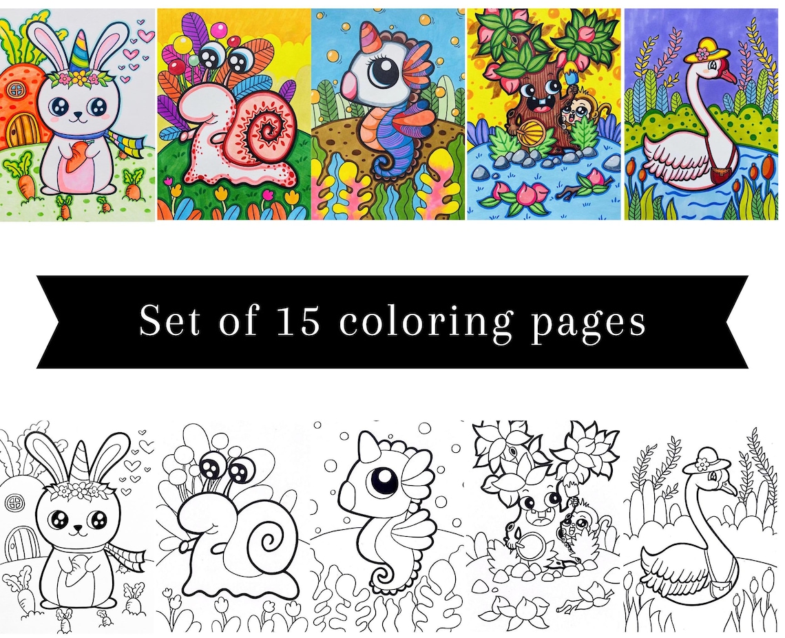 Printable Colouring Pages, Instant Download, 15 X Fun Themed ...
