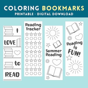 Printable Coloring Bookmarks, Reading Tracker, Coloring Bookshelf ...