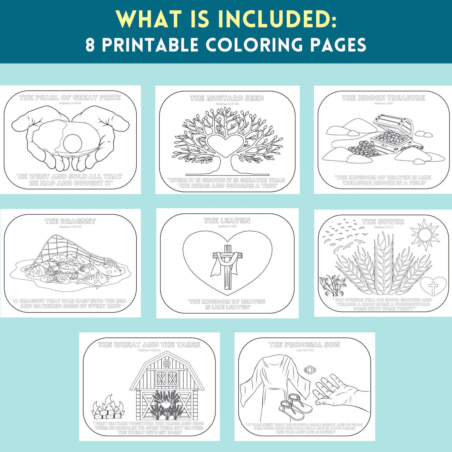 Printable New Testament Parables of Jesus, Children Coloring Pages ...