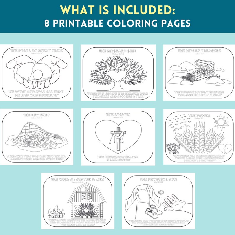 Printable New Testament Parables of Jesus, Children Coloring Pages ...