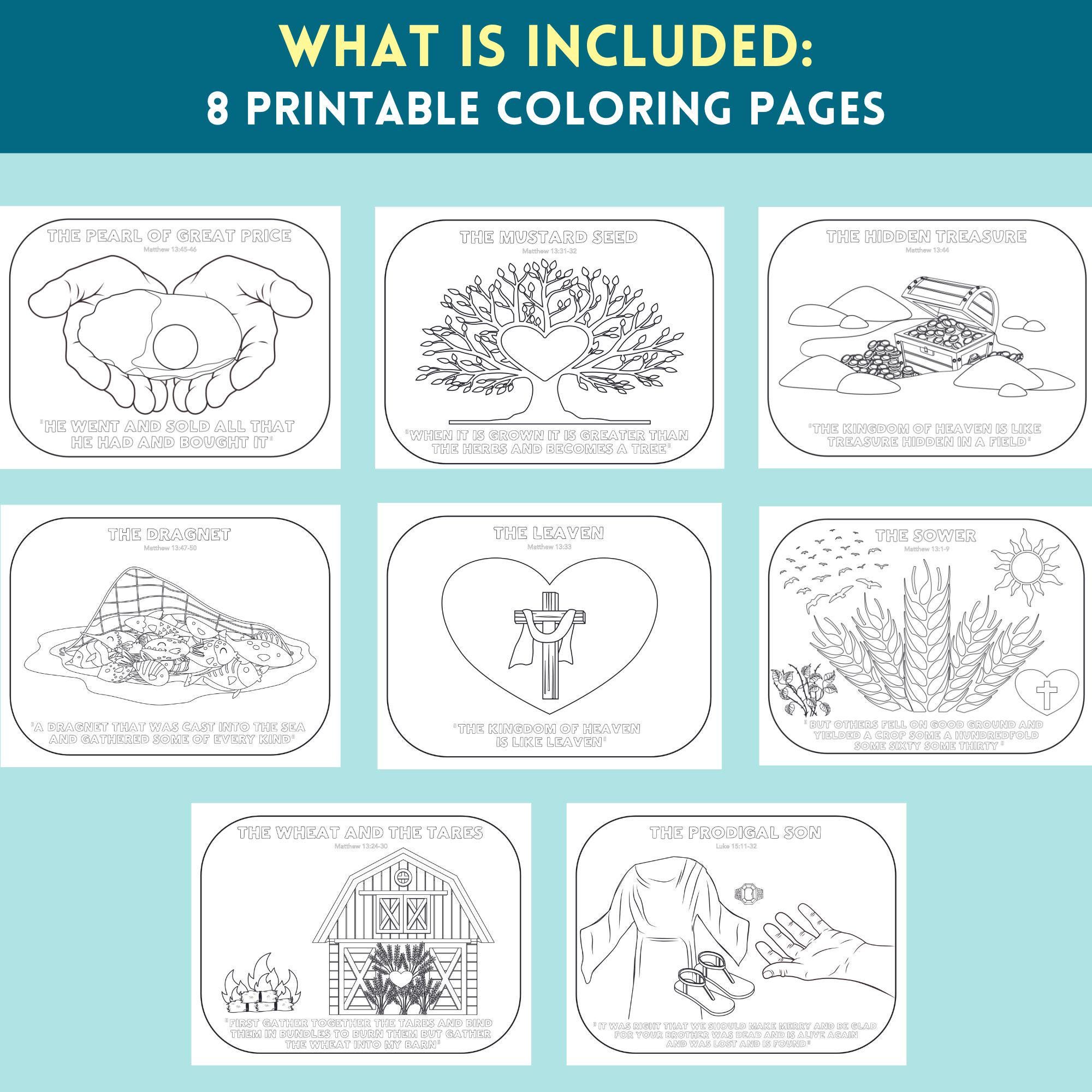 Printable New Testament Parables of Jesus, Children Coloring Pages ...