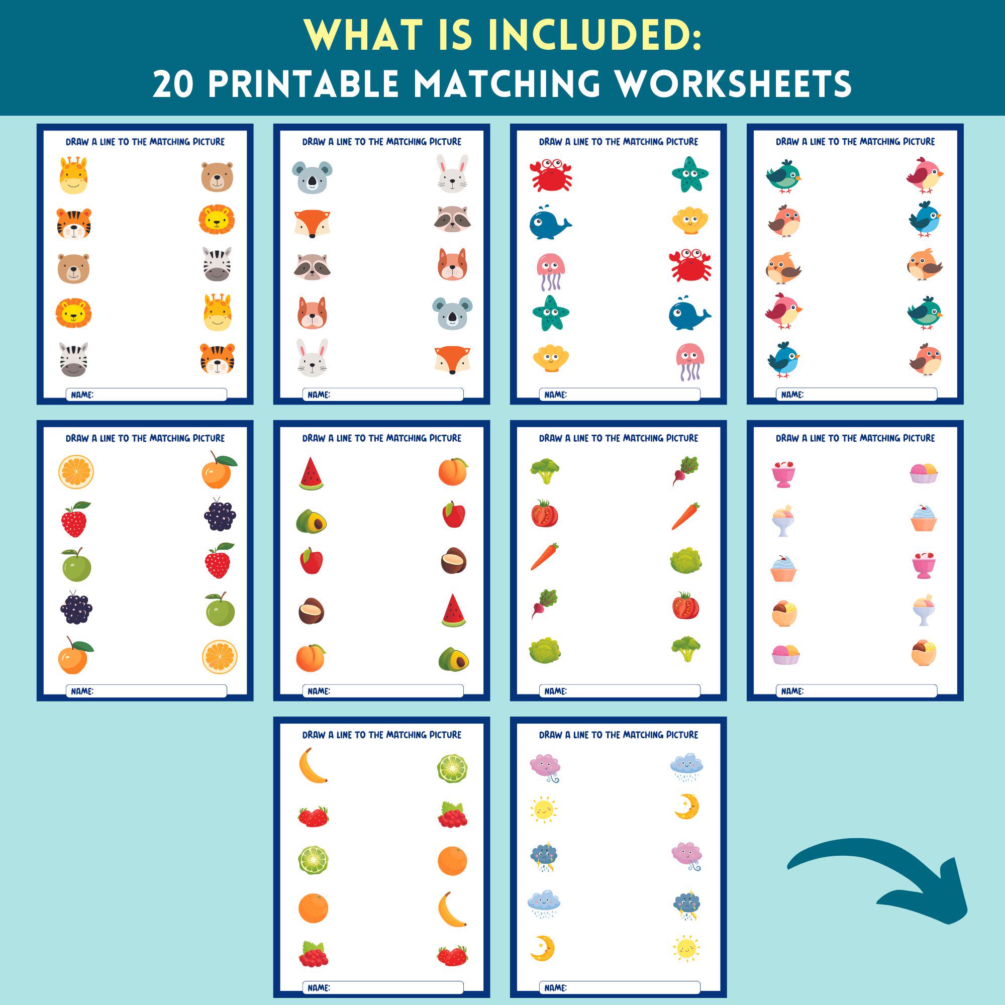 Printable Matching Worksheets, Match the Picture, Preschool and ...