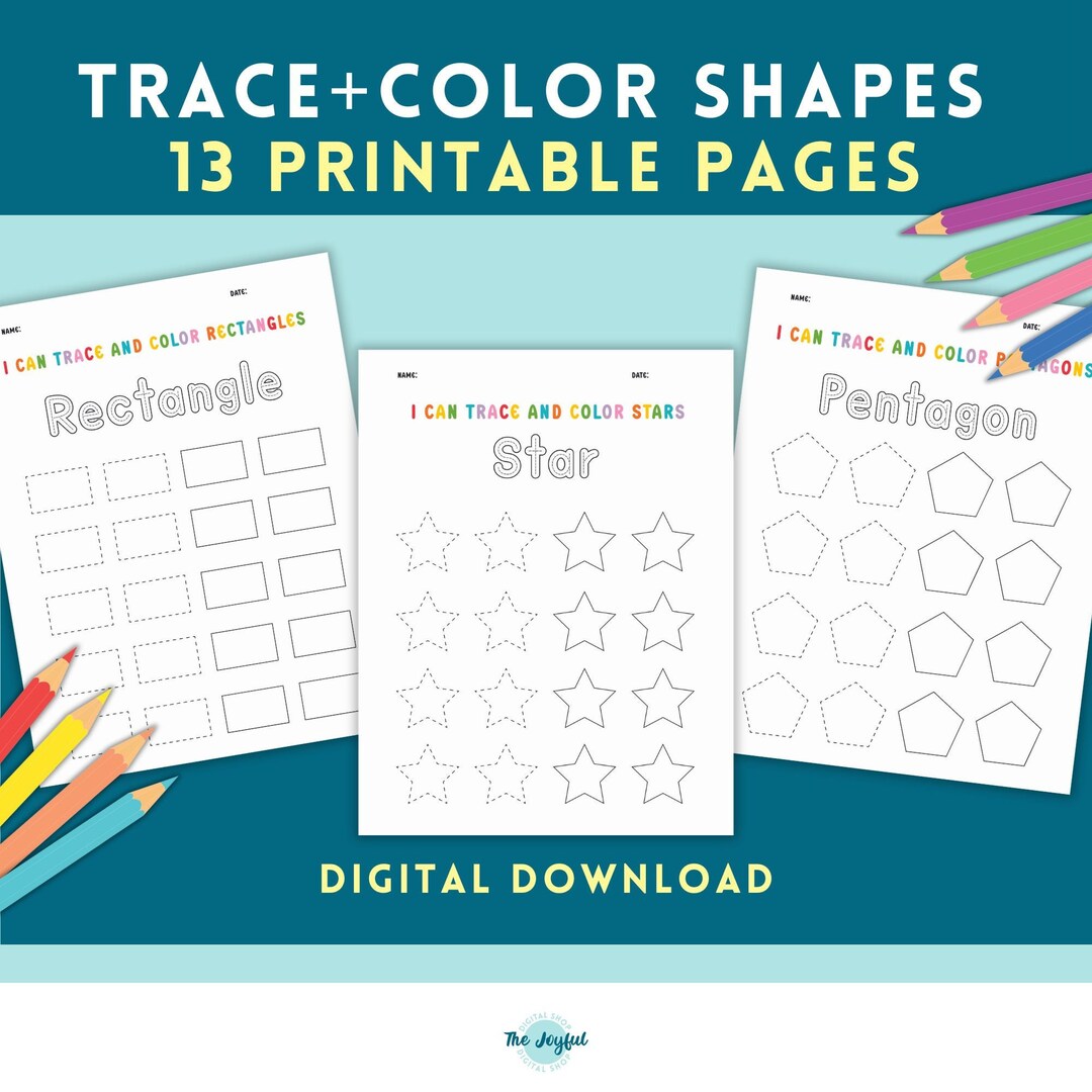 Printable Preschool Basic Shapes Tracing and Coloring, Kindergarten ...