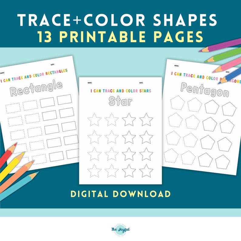 Printable Preschool Basic Shapes Tracing and Coloring, Kindergarten ...