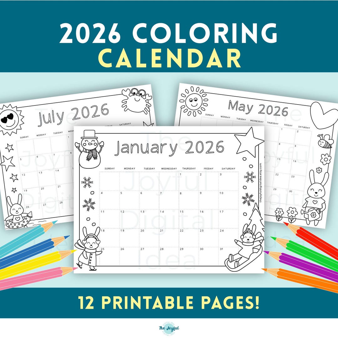 2026 Christian Printable Calendar, Coloring Pages for Children ...