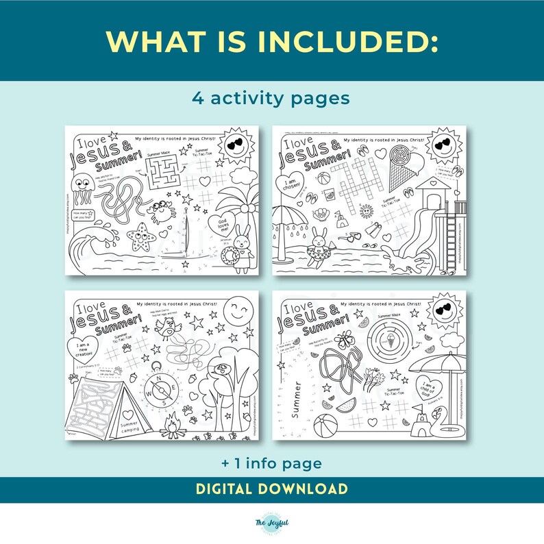 Summer Identity in Christ Placemats Bundle, Sunday School Bible ...