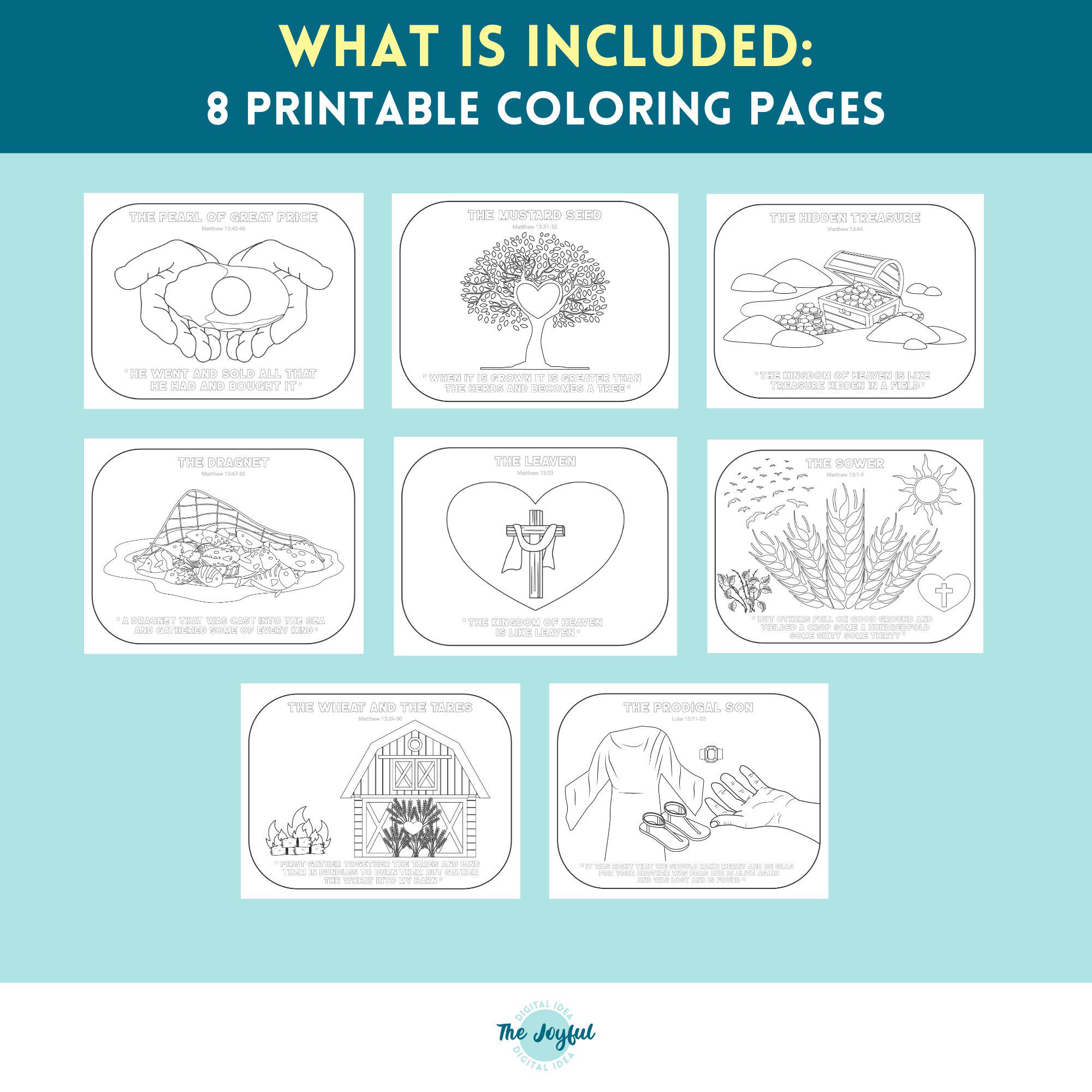 Printable New Testament Parables of Jesus, Children Coloring Pages ...