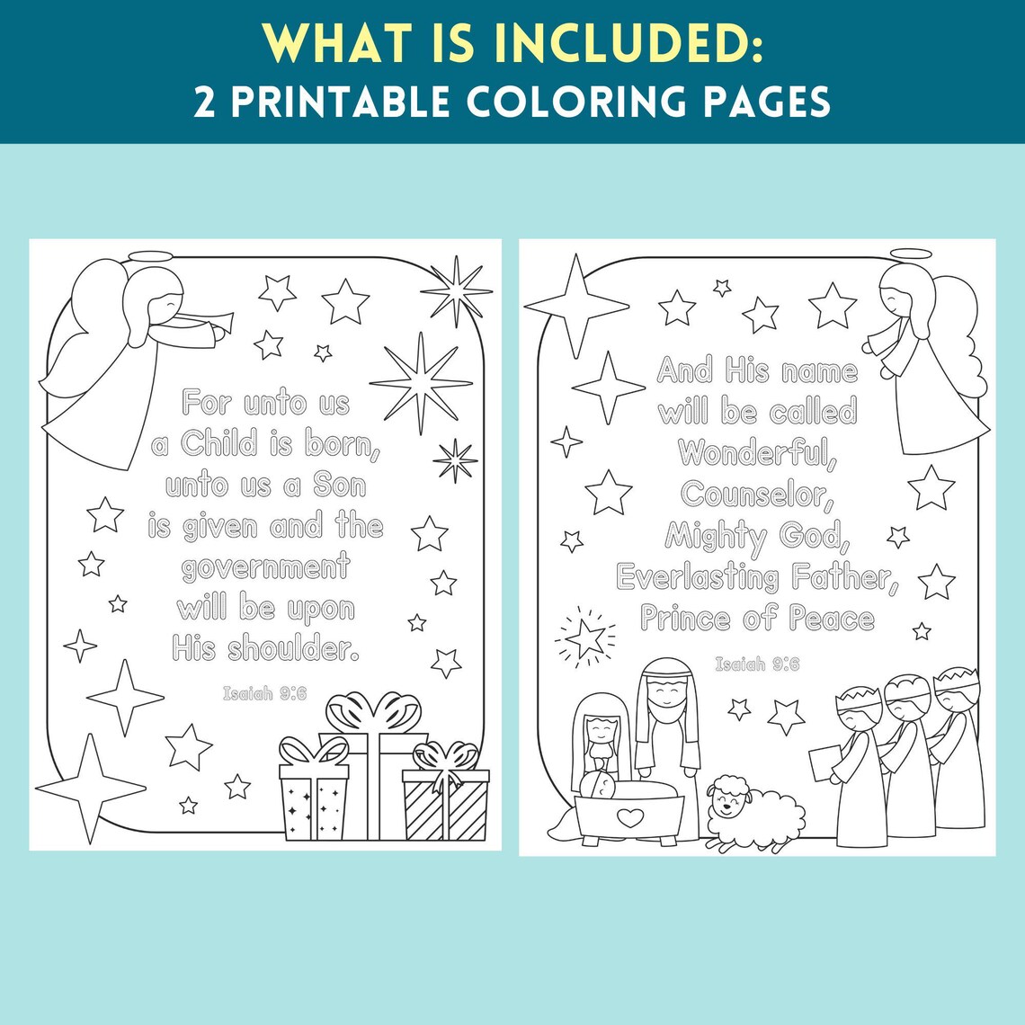 Christmas Nativity Printable Bible Verse Coloring Pages for Children ...