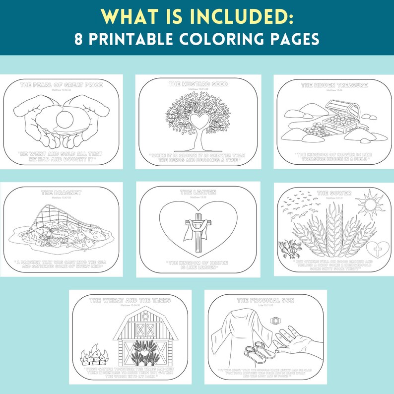 Printable New Testament Parables of Jesus, Children Coloring Pages ...