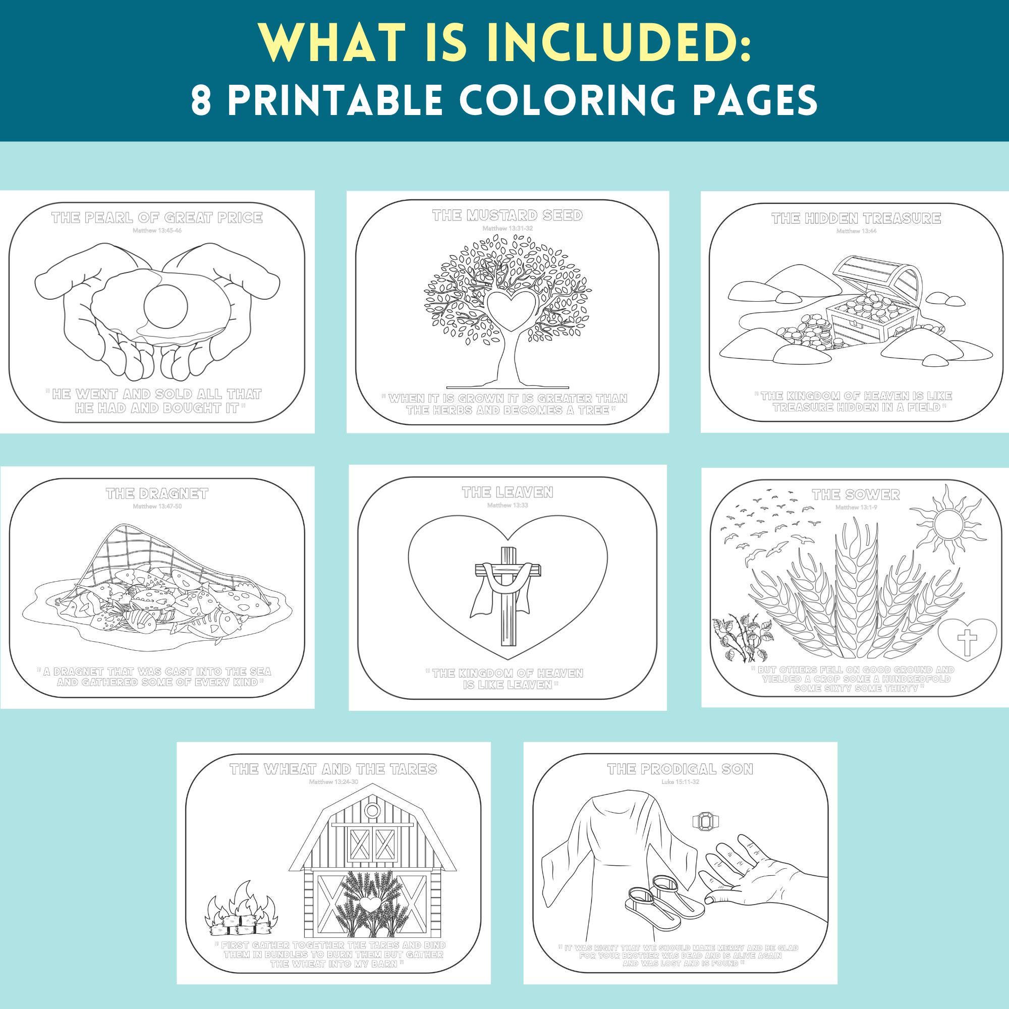 Printable New Testament Parables of Jesus, Children Coloring Pages ...