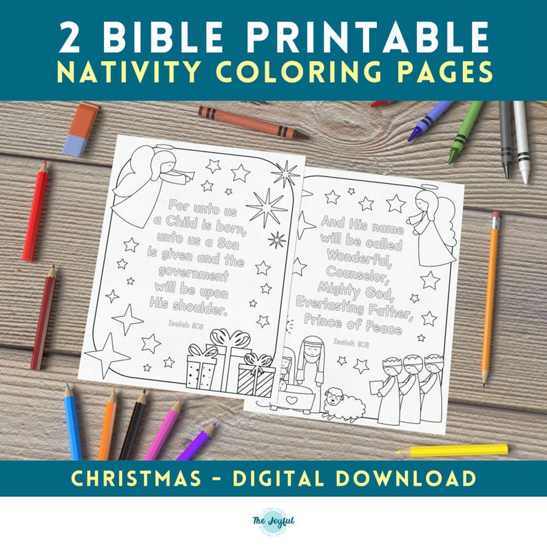 Christmas Nativity Printable Bible Verse Coloring Pages for Children ...