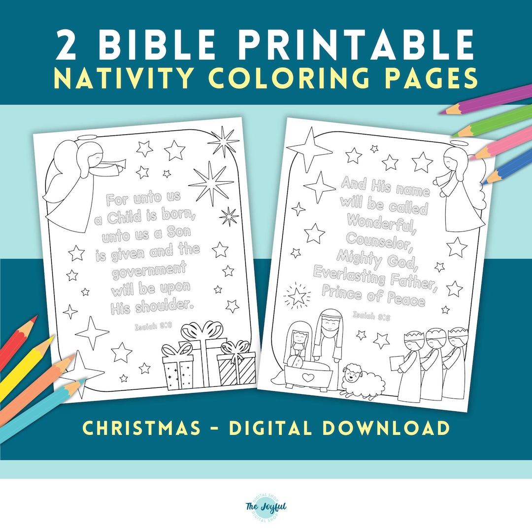 Christmas Nativity Printable Bible Verse Coloring Pages for Children ...