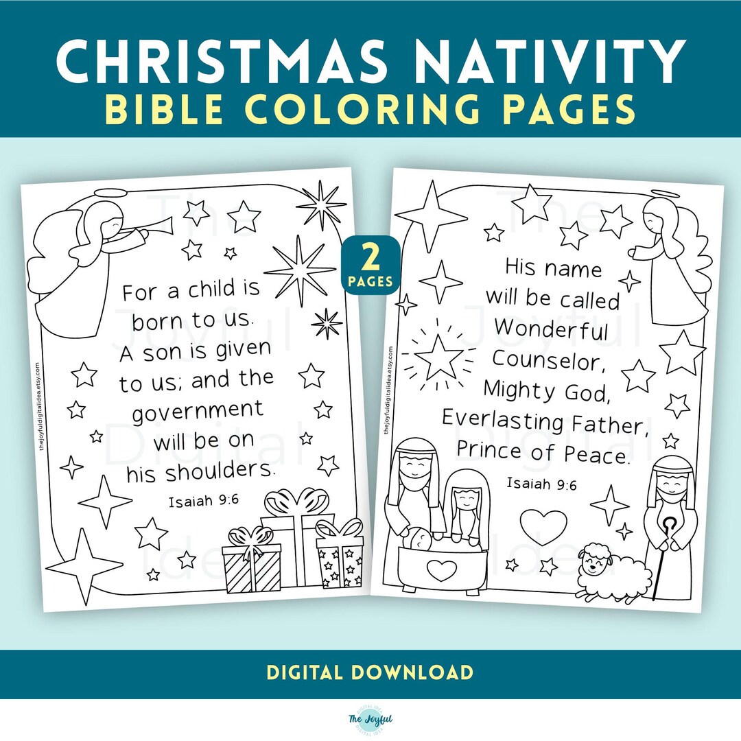 Christmas Nativity Printable Bible Verse Coloring Pages for Children ...