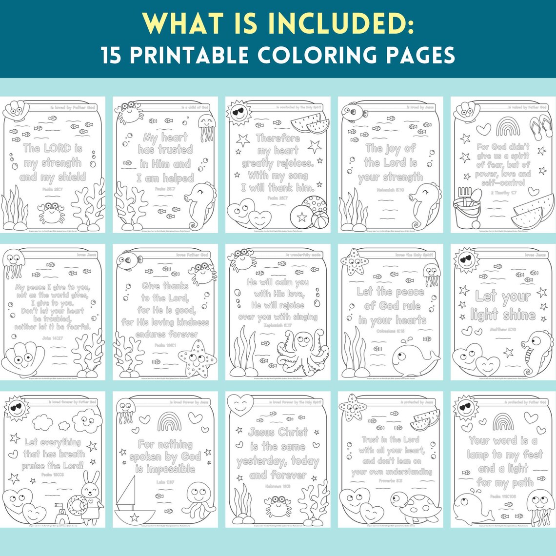 Printable Bible Verse Coloring Pages for Children, Homeschool & Church ...