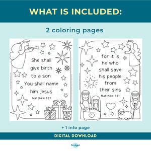 Christmas Nativity Printable Bible Verse Coloring Pages for Children ...
