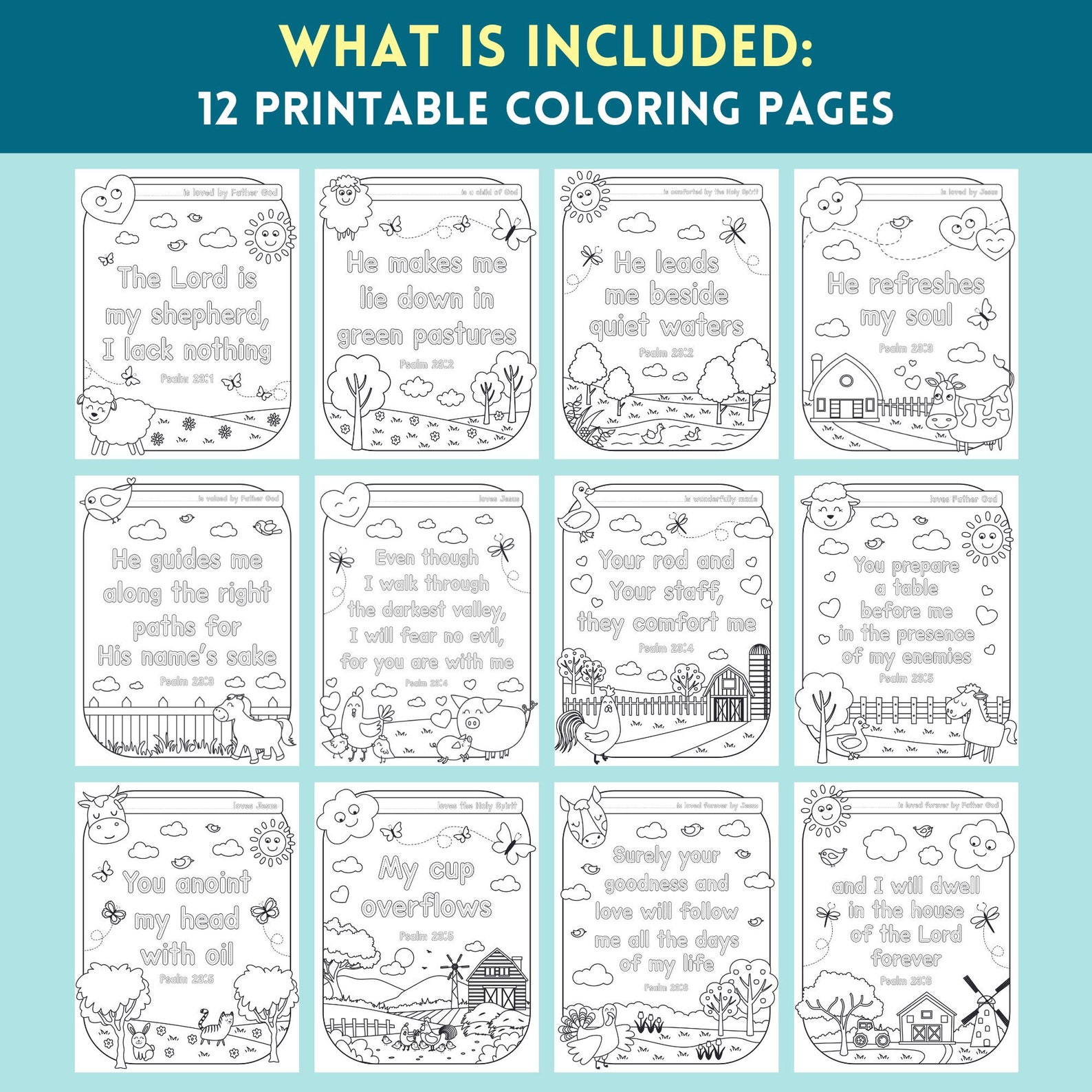 Printable Bible Verse Coloring Pages for Children, Homeschool & Church ...