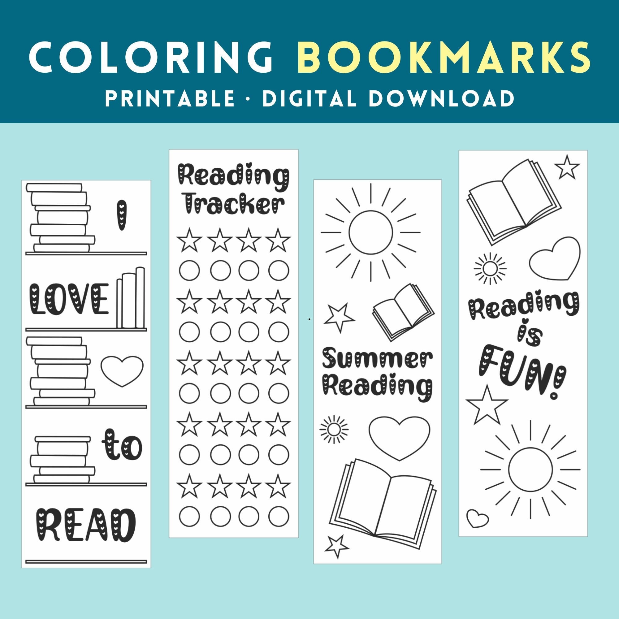 Printable Coloring Bookmarks, Reading Tracker, Coloring Bookshelf ...
