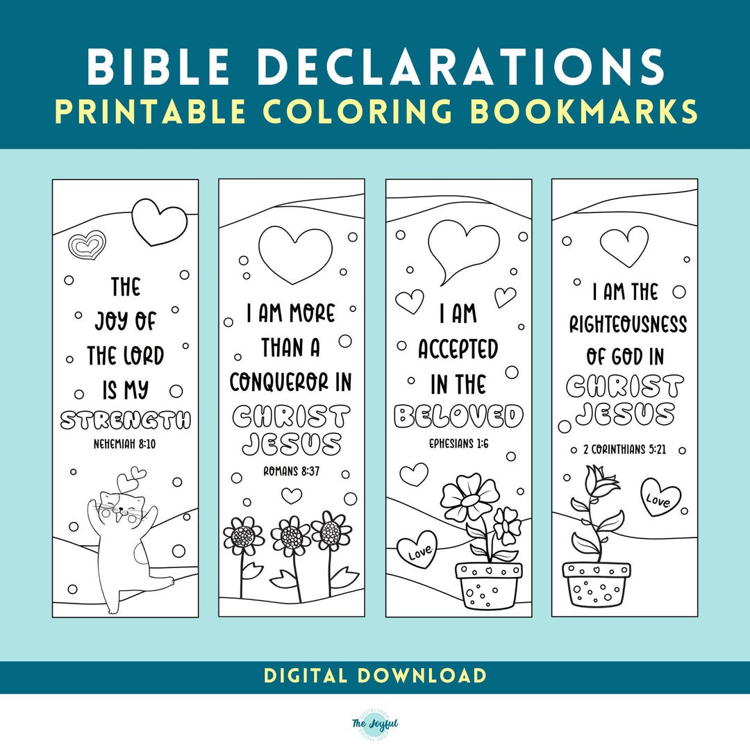 4 Printable Coloring Bookmarks for Children With Bible Verse ...