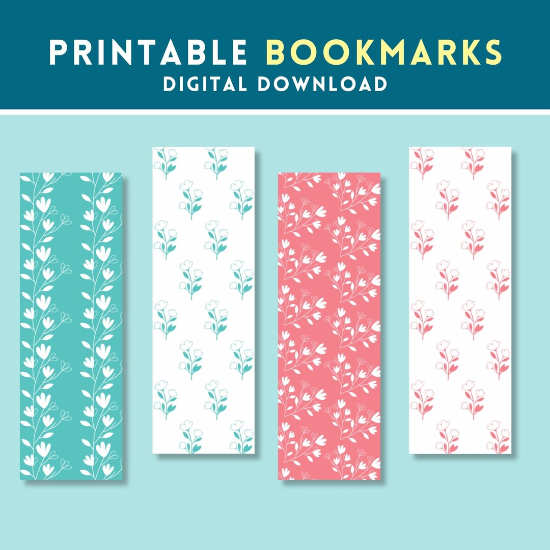 Printable Floral Bookmarks, Print and Cut, Flower Bookmark Set of 4 ...