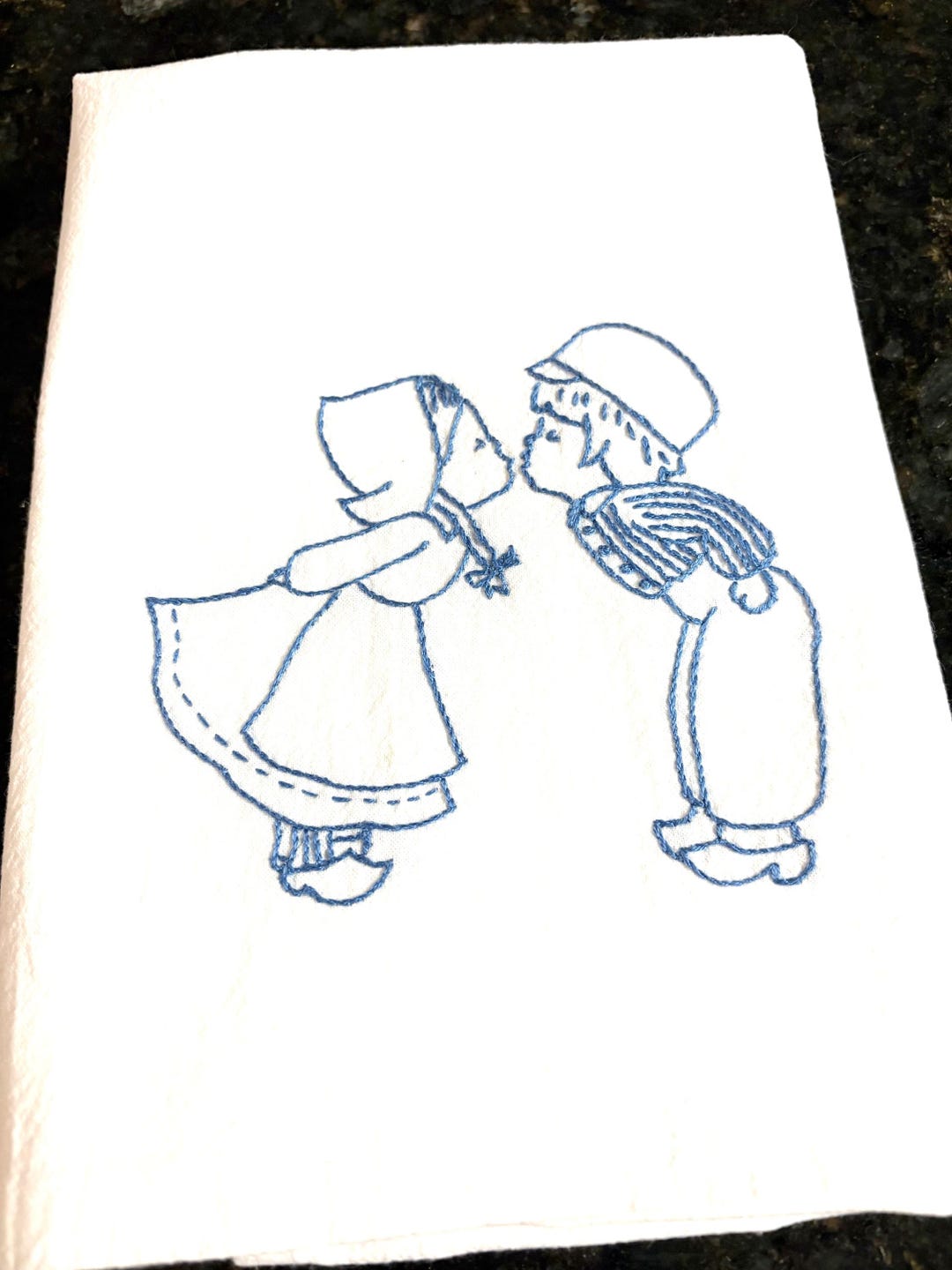 Vintage Style Tea Towel Hand Embroidered With a Dutch Boy and Girl ...