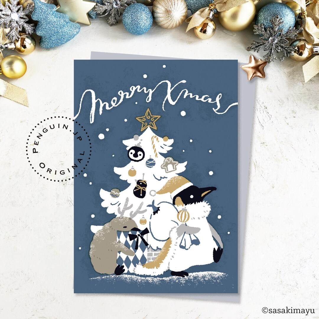 Printable Christmas Penguin Greeting Card 4 | Cute Penguin With Santa ...