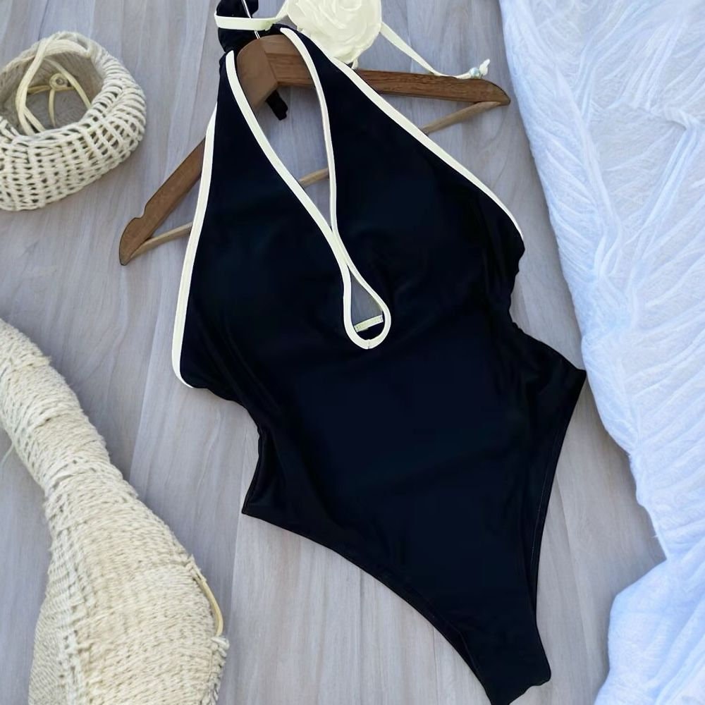 One Piece Swimsuit, Elegant Rose Detail Swimsuit Bohemian Swimsuit ...