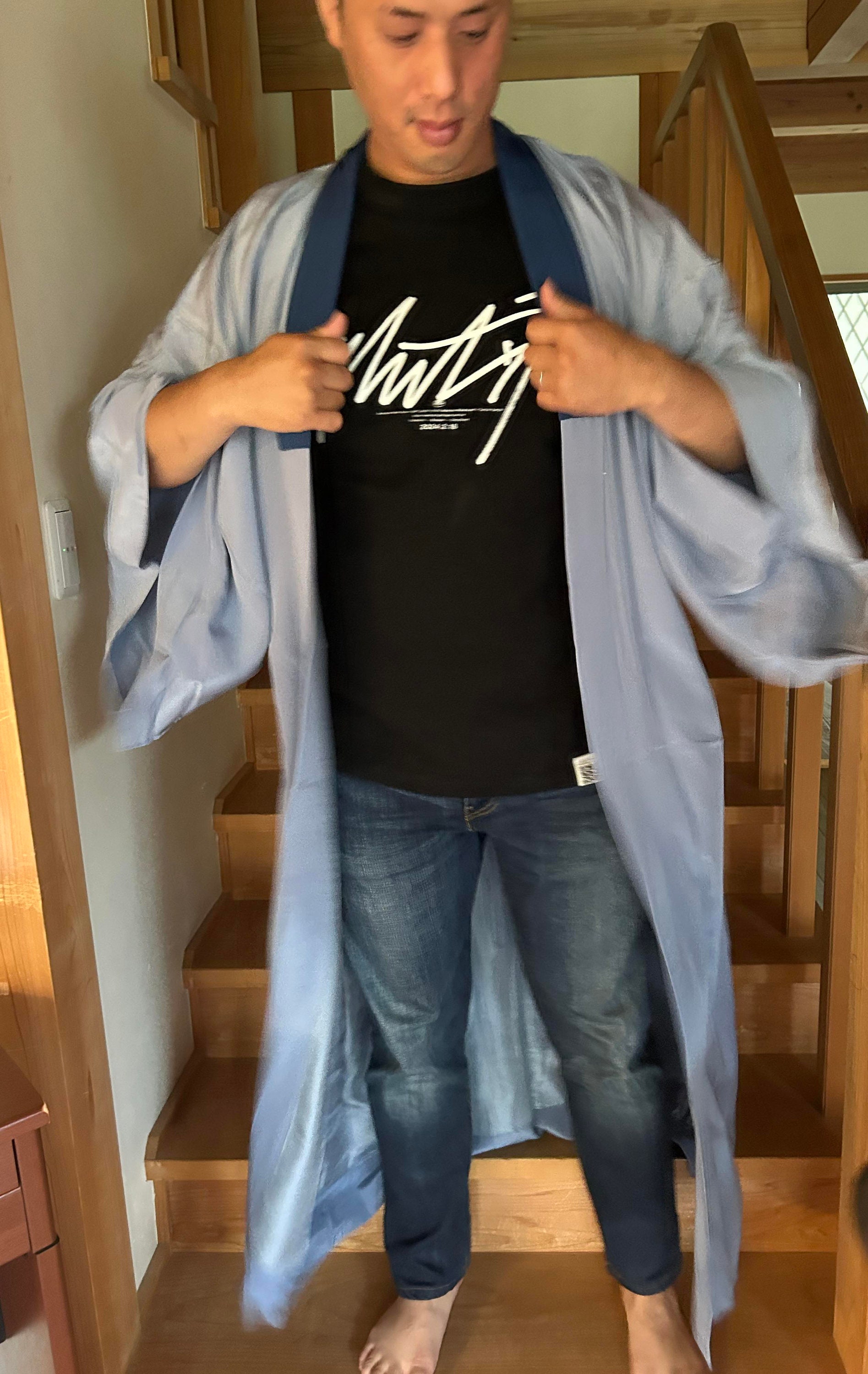 A Silk Robe Worn by Men to Relax. Wear It as a Robe Indoors and as a ...