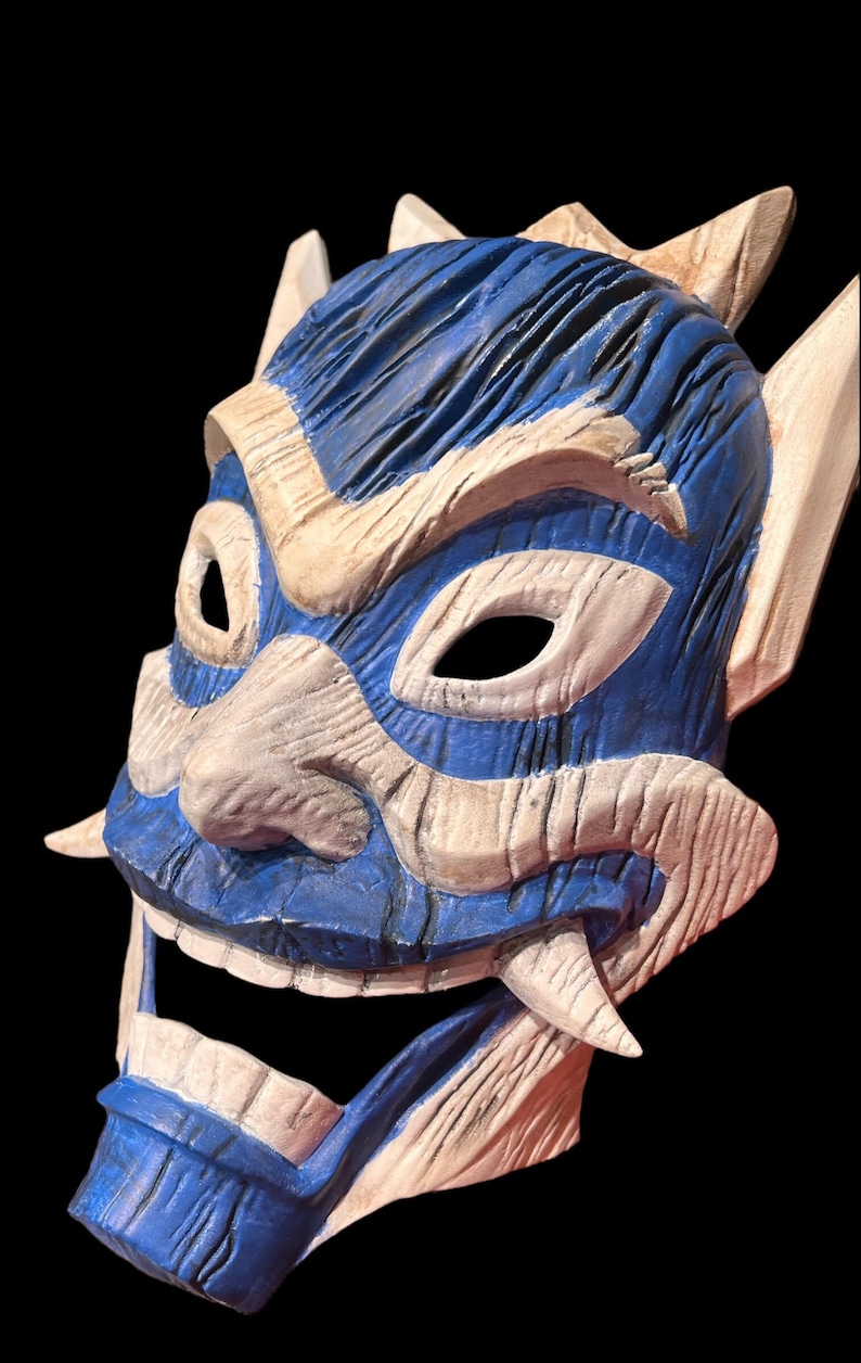 Blue Spirit Mask 3D Printed Kabuki Mask Raw and Painted Versions ...