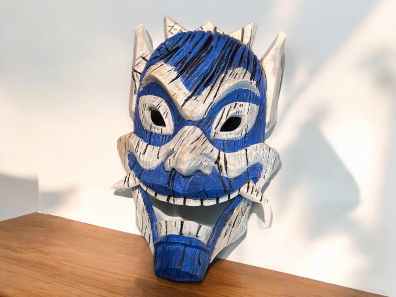 Blue Kabuki Spirit Mask - 3D Printed Kabuki Mask | Raw and Painted ...