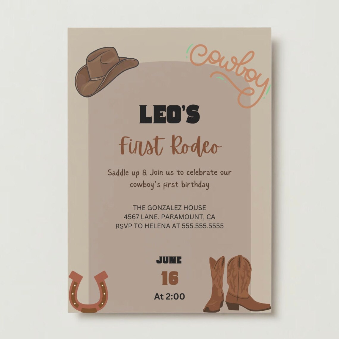 First Birthday Rodeo Invitation Template, First Rodeo, Editable ...