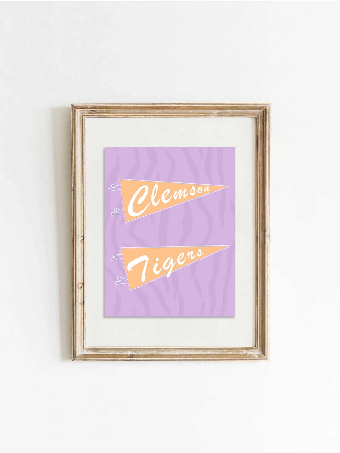 Preppy Clemson Pennant Art Preppy Clemson Wall Print Clemson Decor for Dorm Wall Art College ...