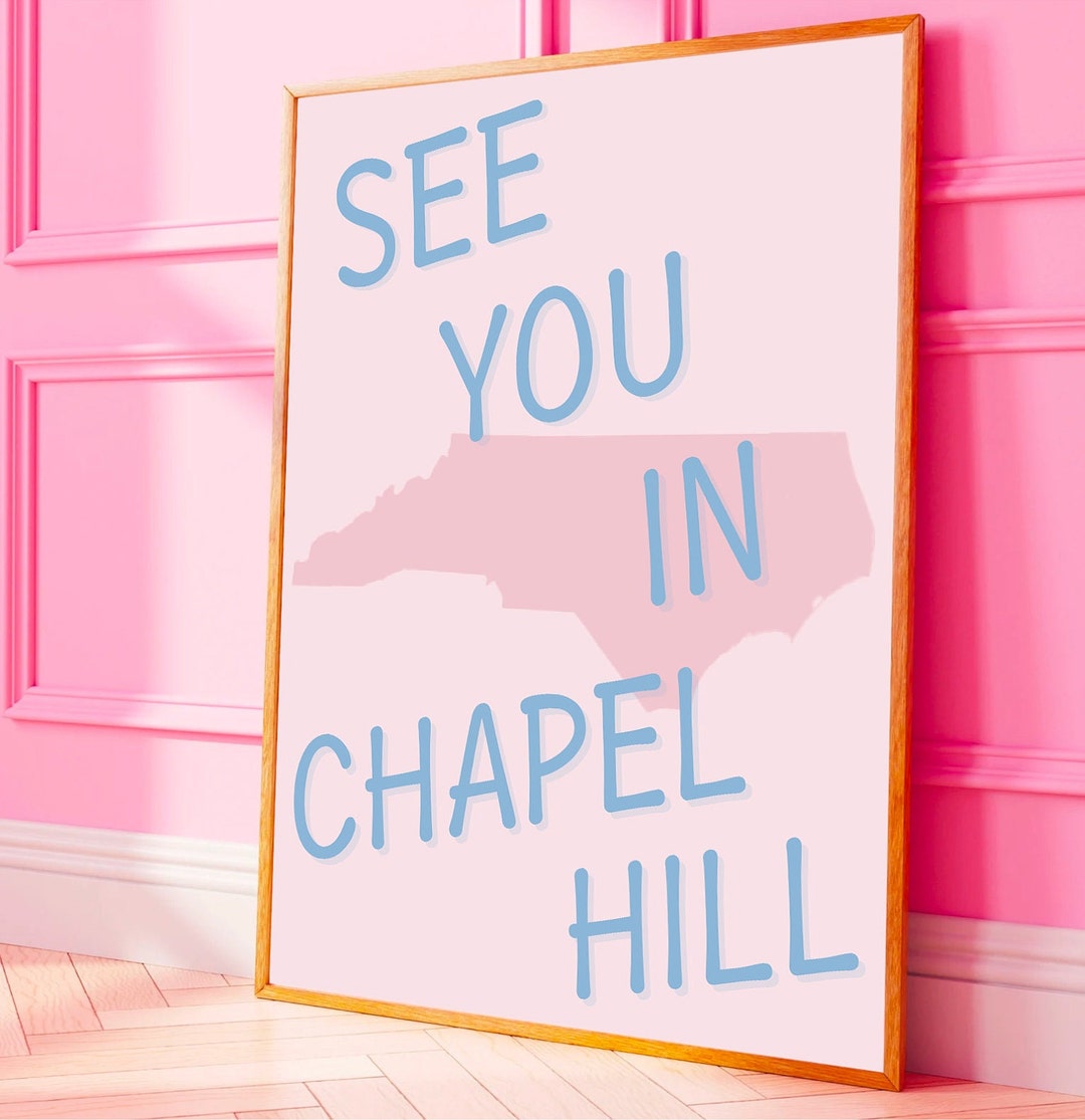 Preppy UNC Chapel Hill Wall Print Carolina Decor for Dorm Wall Art ...