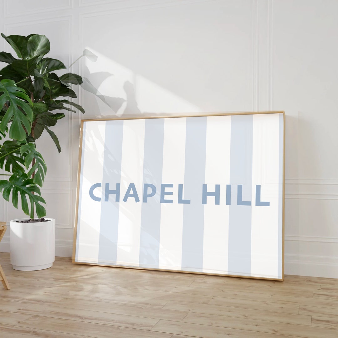 Preppy UNC Wall Print Carolina Decor for Dorm Wall Art Blue Chapel Hill ...