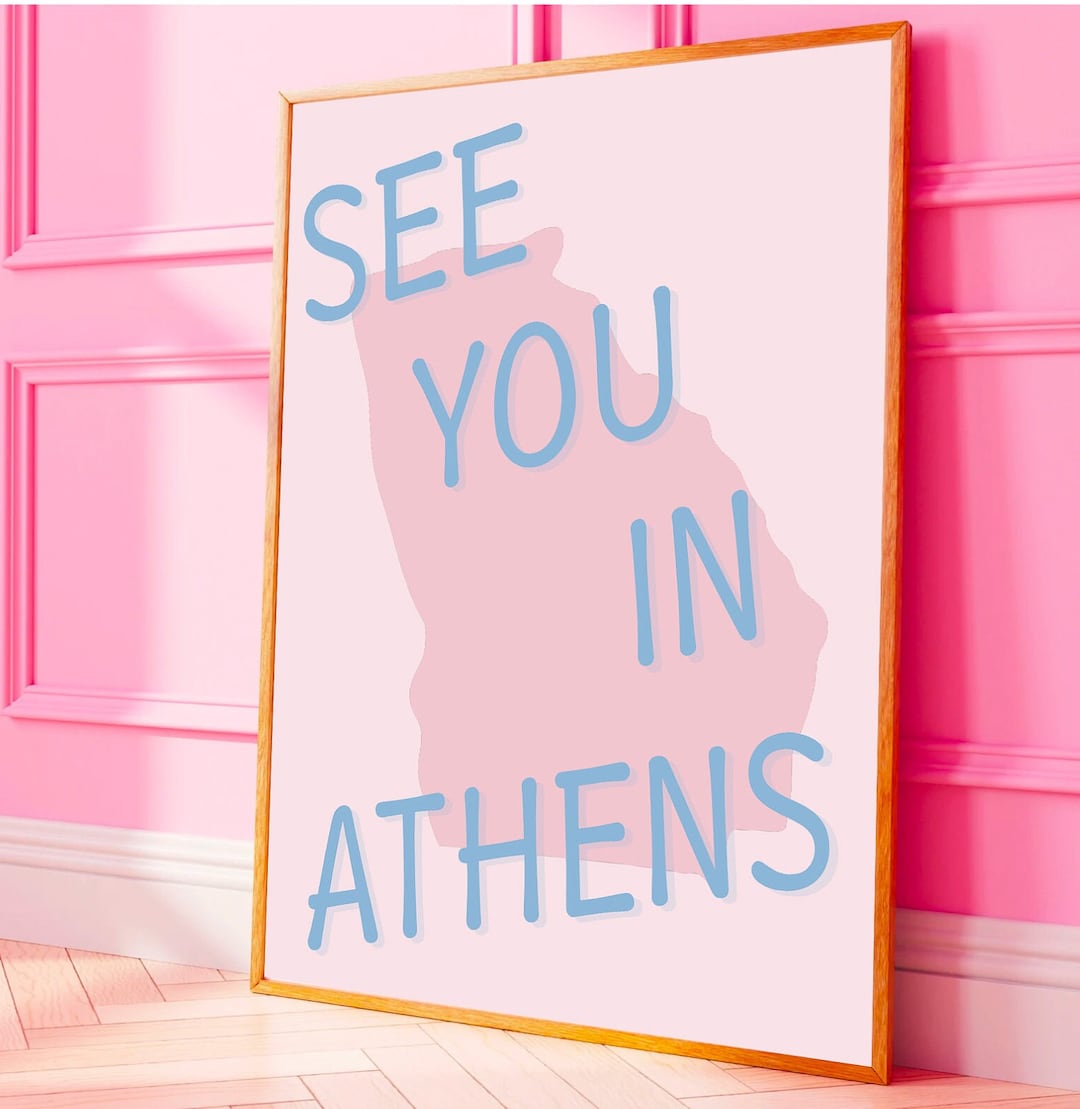 Preppy Georgia Wall Print UGA Decor for Dorm Wall Art College Apartment ...