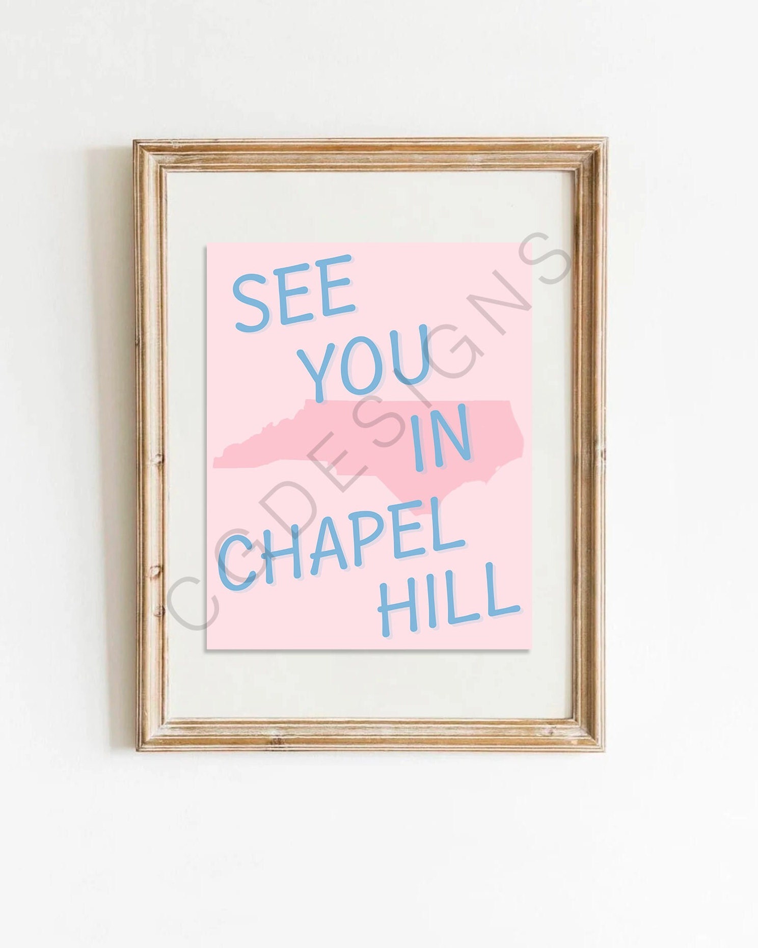 Preppy UNC Chapel Hill Wall Print Carolina Decor for Dorm Wall Art ...