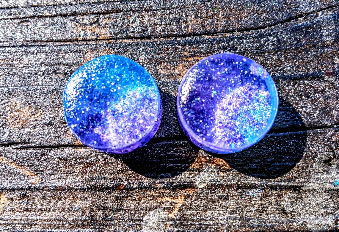 Handmade Epoxy Resin 14mm-18mm Ear Plugs Purple and Blue - Etsy