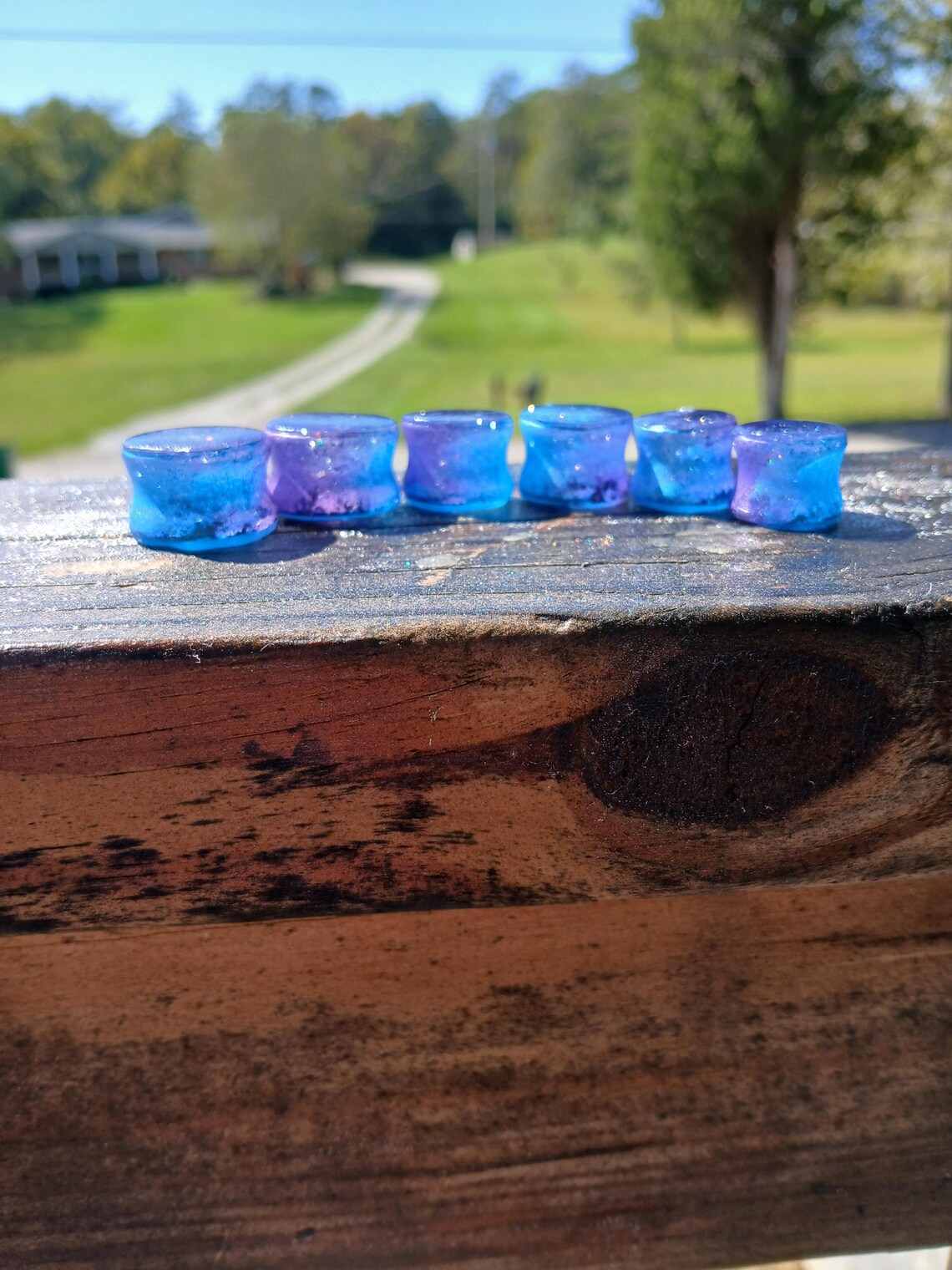Handmade Epoxy Resin 14mm-18mm Ear Plugs Purple and Blue - Etsy