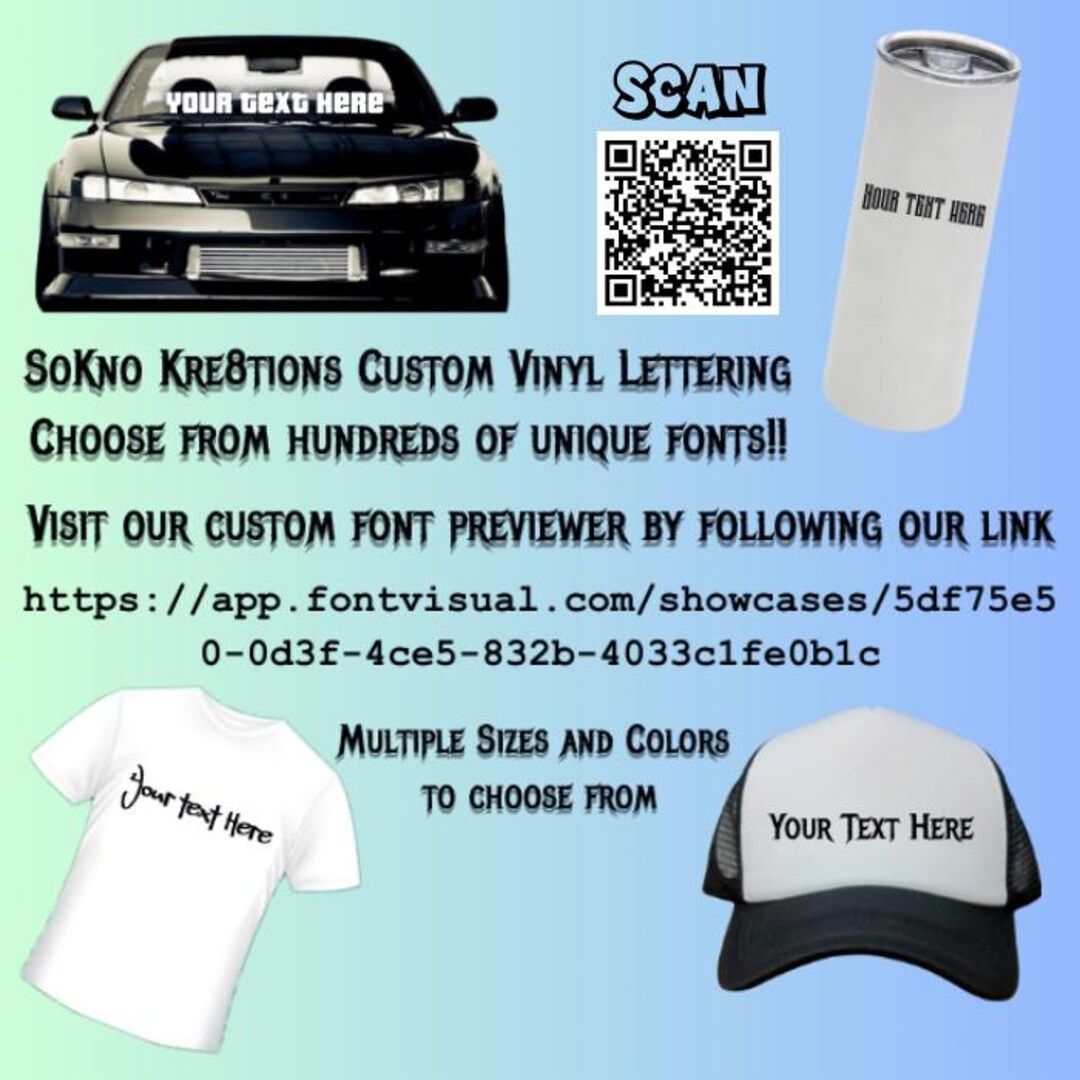 Custom/personalized Lettering Vinyl Decal. Preview the Font With Our ...