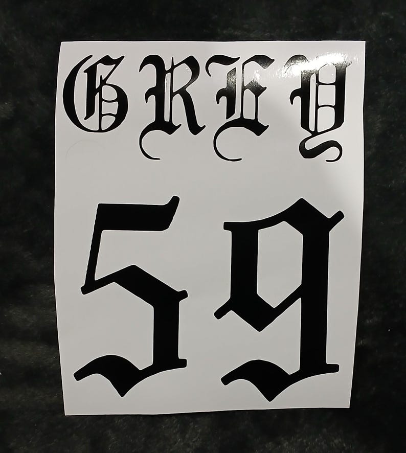GREY 59 DECAL Old English Font receive 2 Decals W/purchase Suicideboys ...