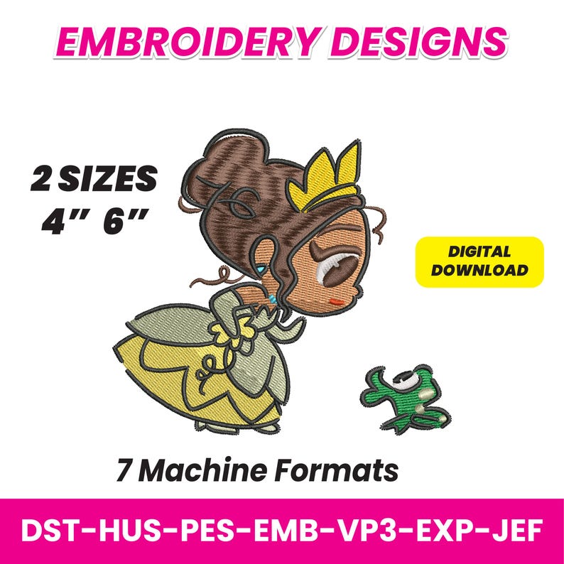 Princess Cartoon Kawaii Pack 3, Embroidery Design Set, Princess Design ...